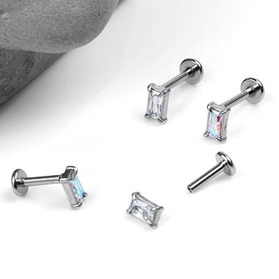 Internally Threaded Steel Micro Gem Labret