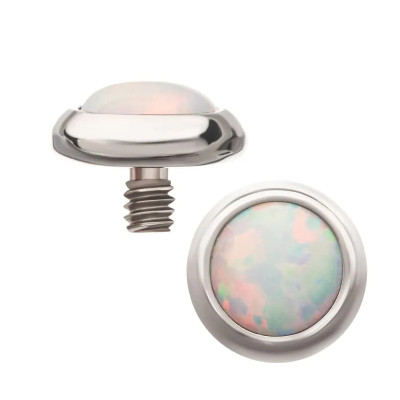Titanium Bezel Set Synthetic Opal Disc Threaded Ends