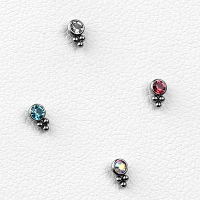 Titanium Threadless Bezel Set Faceted Gem End