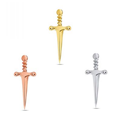 14K Gold Gemmed Dagger End